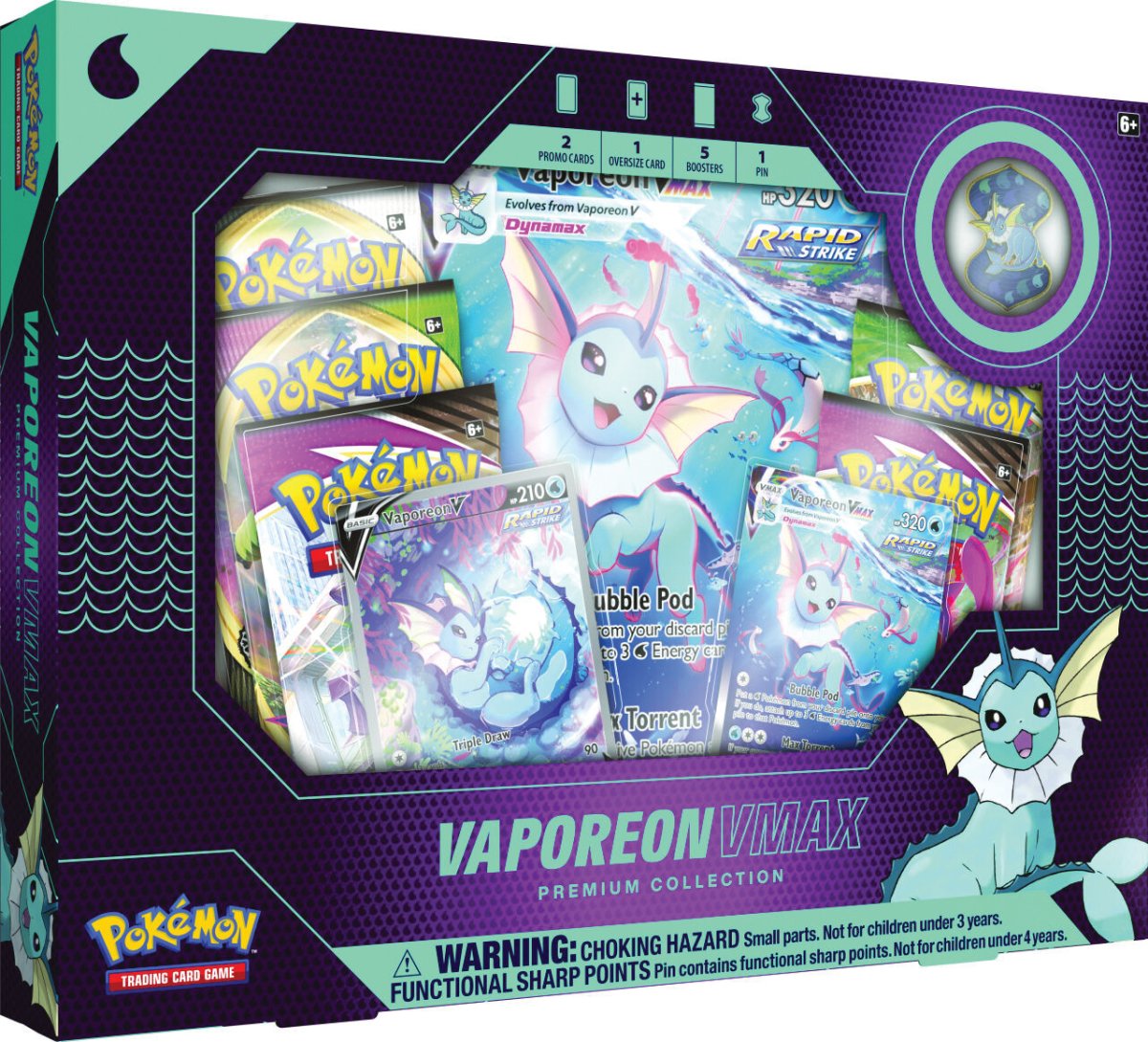 Pokemon Vmax Box: Vaporeon Vmax Premium Collection Box - Tins og ...
